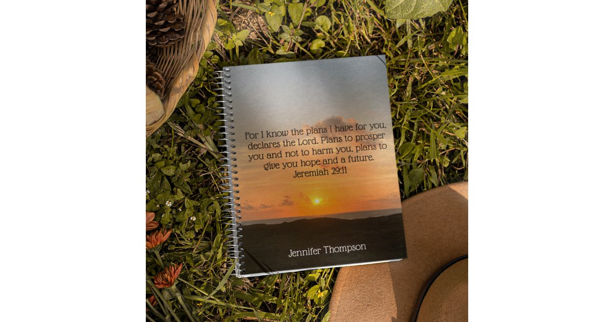 Inspirational Bible Verse Jeremiah 29:11 Sunrise Notebook | Zazzle