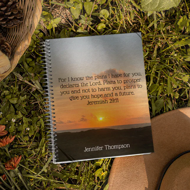 Inspirational Bible Verse Jeremiah 29:11 Sunrise Notebook | Zazzle