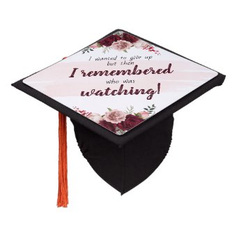 Inspirational Burgundy Floral Graduation Cap Topper | Zazzle
