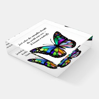 Inspirational Butterfly Quote Paperweight | Zazzle