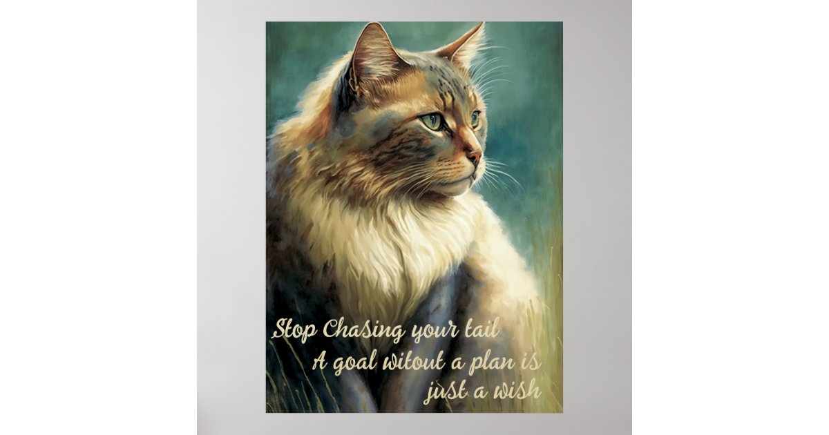 Inspirational Cat Poster With Productivity Quote | Zazzle