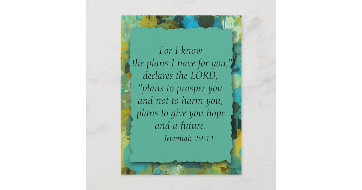 Inspirational Christian Bible God's Plans Postcard | Zazzle