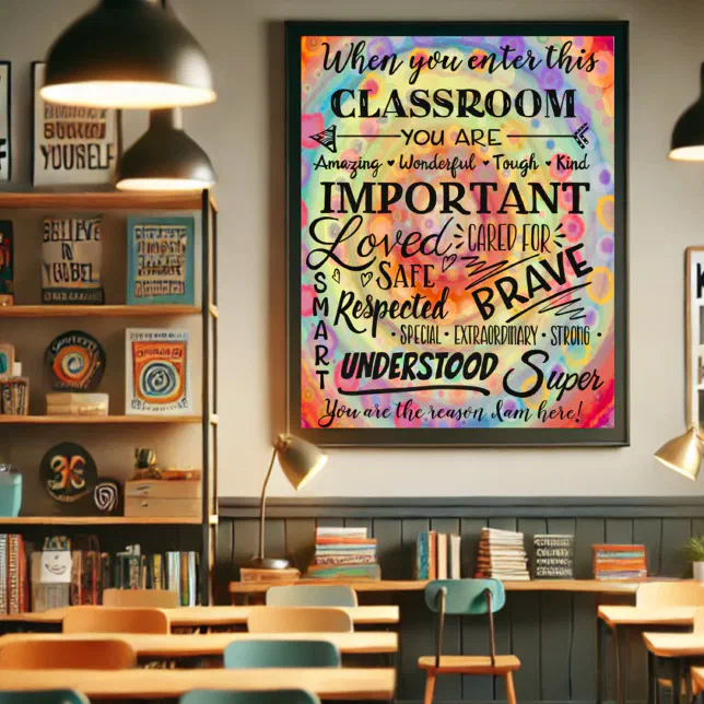 Inspirational Colorful Classroom Teacher Poster | Zazzle