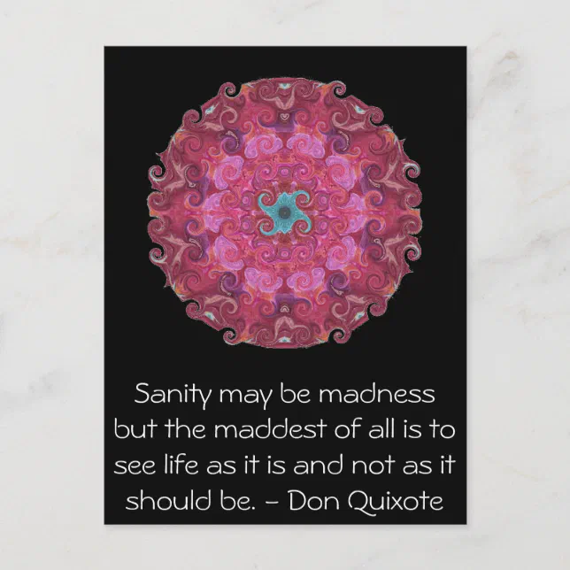 Inspirational Don Quixote quote Postcard | Zazzle