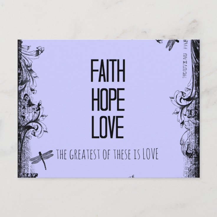 Inspirational Faith Hope Love Bible Verse Postcard | Zazzle