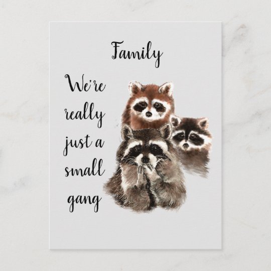 Inspirational Family Quote Fun Raccoon Animals Postcard | Zazzle.com