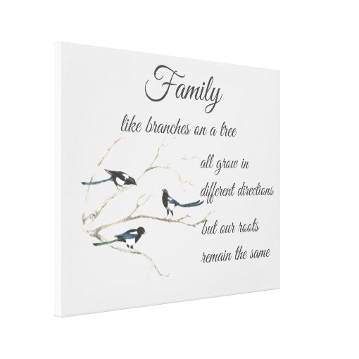 Inspirational Family Quote Magpie Bird Art Canvas Print | Zazzle