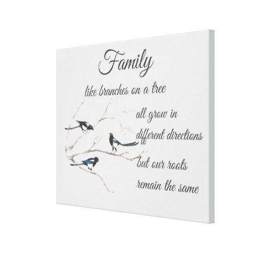 Inspirational Family Quote Magpie Bird Art Canvas Print | Zazzle