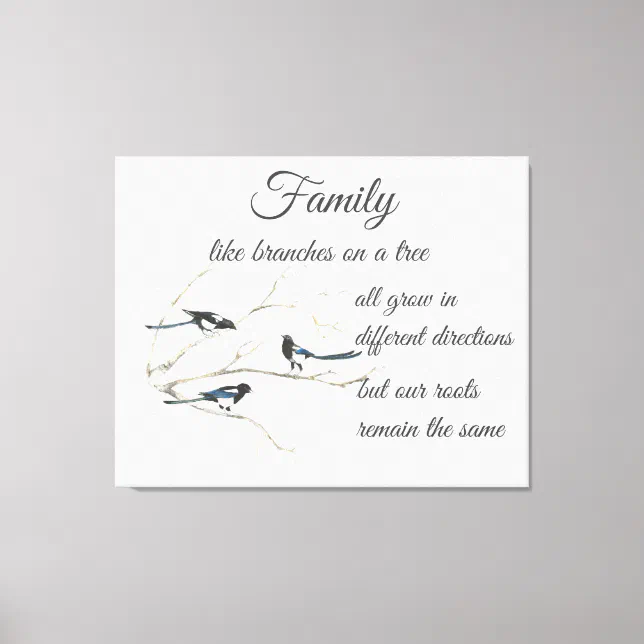 Inspirational Family Quote Magpie Bird Art Canvas Print | Zazzle