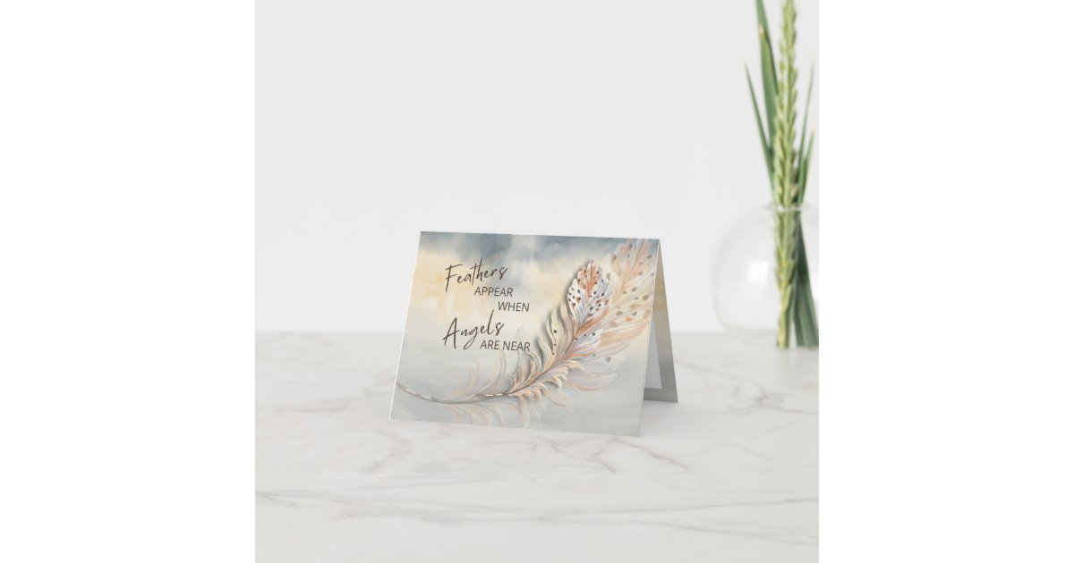 Inspirational Feather & Angel Quote Watercolor Note Card | Zazzle