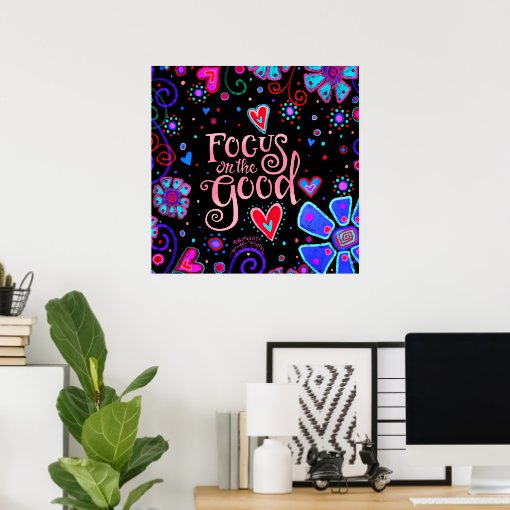 Inspirational Focus on the Good Purple Classroom Poster | Zazzle