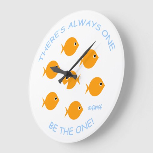 Inspirational Goldfish Teacher Motto Classroom Large Clock | Zazzle