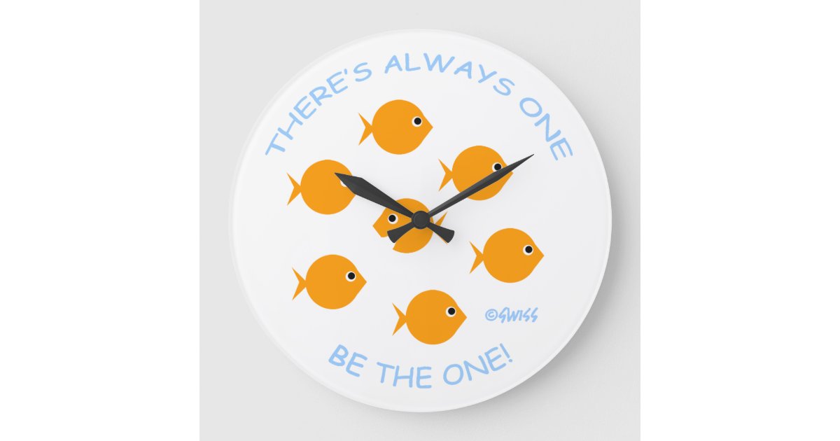 Inspirational Goldfish Teacher Motto Classroom Large Clock | Zazzle