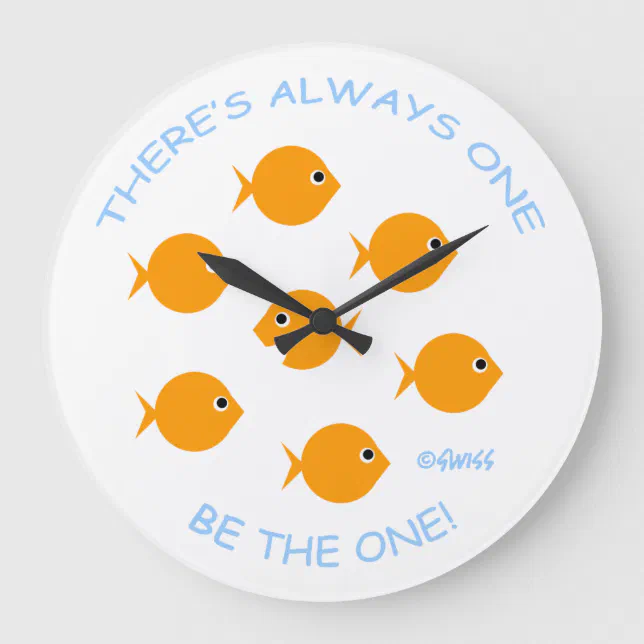 Inspirational Goldfish Teacher Motto Classroom Large Clock | Zazzle