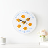 Inspirational Goldfish Teacher Motto Classroom Large Clock | Zazzle