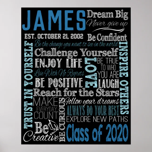 Inspirational Graduation Gifts, Class of 2020 Poster | Zazzle