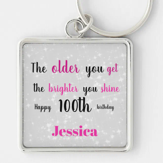 Inspirational Happy 100th Birthday Keychain | Zazzle