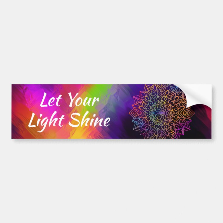 Inspirational Let Your Light Shine Mandala Bumper Sticker | Zazzle