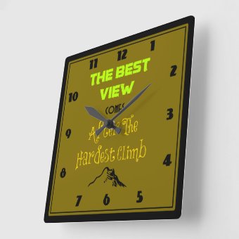 Inspirational Motivating Quote Typography Square Wall Clock | Zazzle