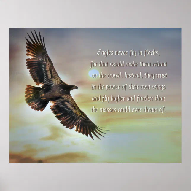Inspirational Motivational Eagle Flying High Poster | Zazzle