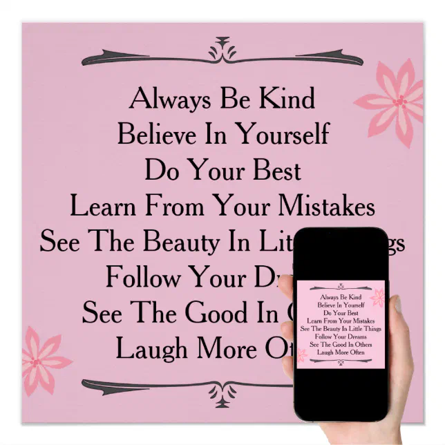 Inspirational Motivational Quote Custom Color Poster | Zazzle