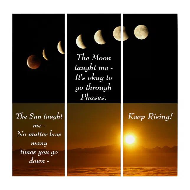 Inspirational Motivational Quote Sunrise Full Moon Triptych | Zazzle