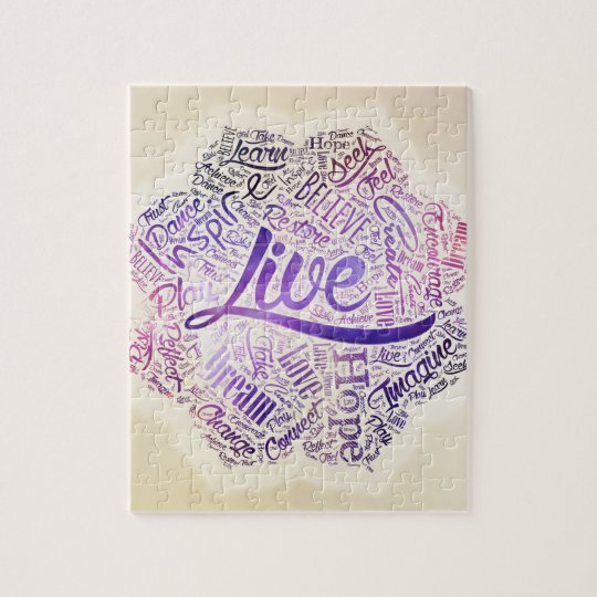 Inspirational Motivational Word Cloud Art in Lotus Jigsaw Puzzle ...