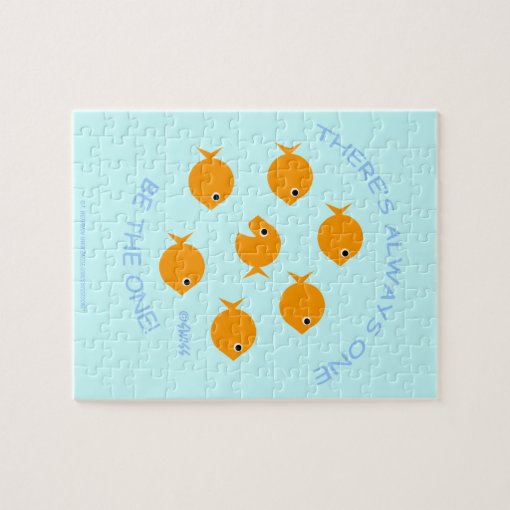 Inspirational Motto For Kids Cute Goldfish Cartoon Jigsaw Puzzle | Zazzle