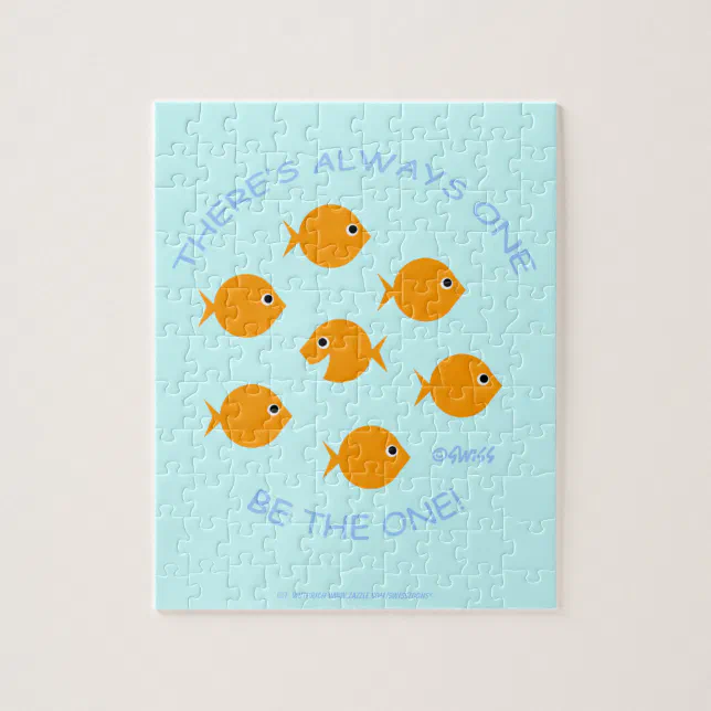 Inspirational Motto For Kids Cute Goldfish Cartoon Jigsaw Puzzle | Zazzle