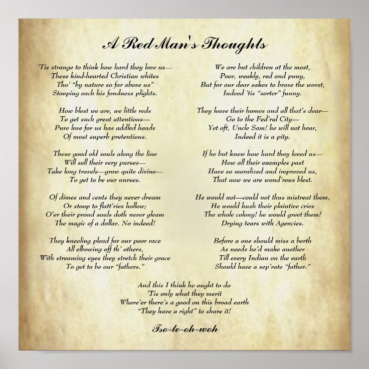 Inspirational Native American Indian Poem Poster | Zazzle