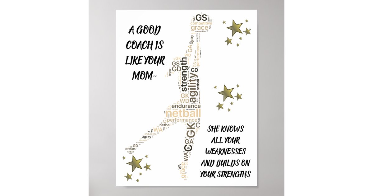 Inspirational Netball Coach Quote Poster | Zazzle
