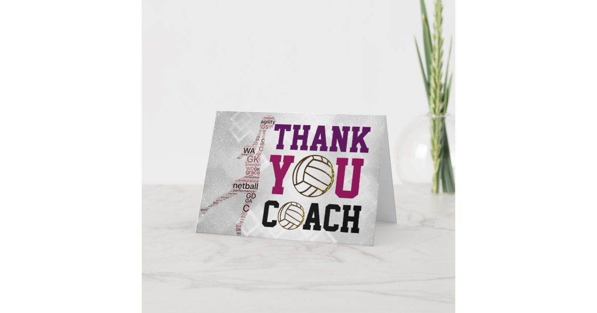 Inspirational Netball Coach Thank You Card | Zazzle