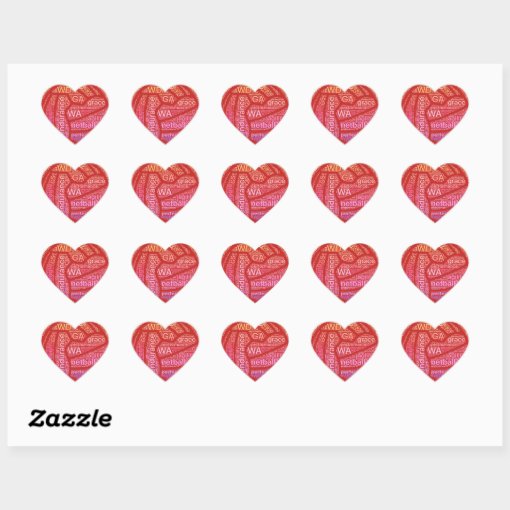 Inspirational Netball Positions Heart Design Heart Sticker | Zazzle