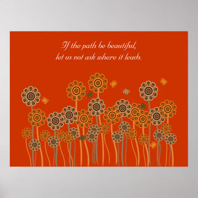 Inspirational orange retro garden poster | Zazzle
