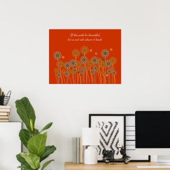 Inspirational orange retro garden poster | Zazzle
