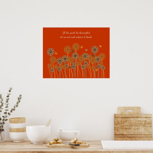 Inspirational orange retro garden poster | Zazzle