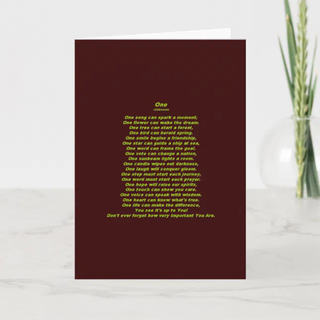 Inspirational Poem Card | Zazzle