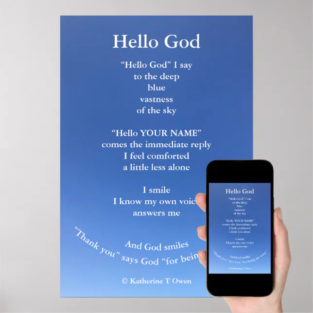 Inspirational Poem, Hello God, Spiritual Poster | Zazzle
