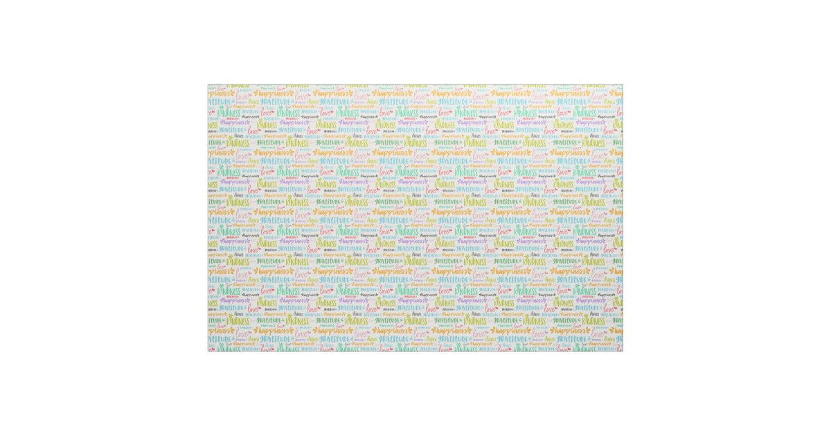Inspirational Positive Word Pattern Fabric | Zazzle