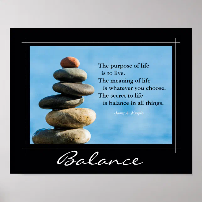 Inspirational Poster, "Balance in all things" Poster | Zazzle
