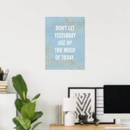 inspirational poster, typography, custom blue poster | Zazzle