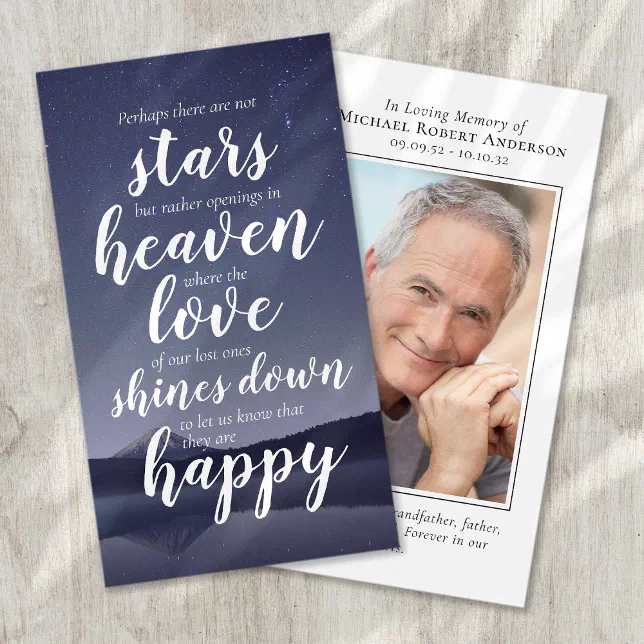 Inspirational Quote Funeral Memorial Card | Zazzle