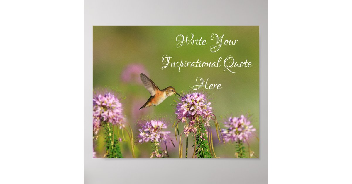 Inspirational Quote Hummingbird and Wildflowers Poster | Zazzle