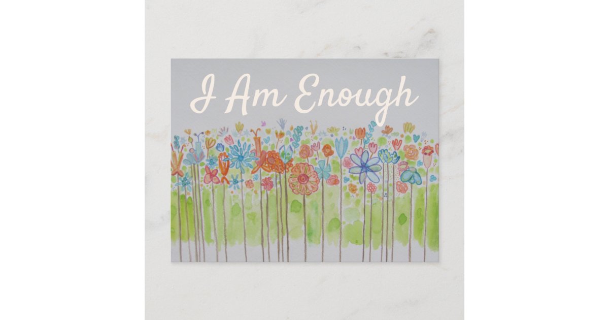 Inspirational Quote I AM ENOUGH Affirmation Card | Zazzle