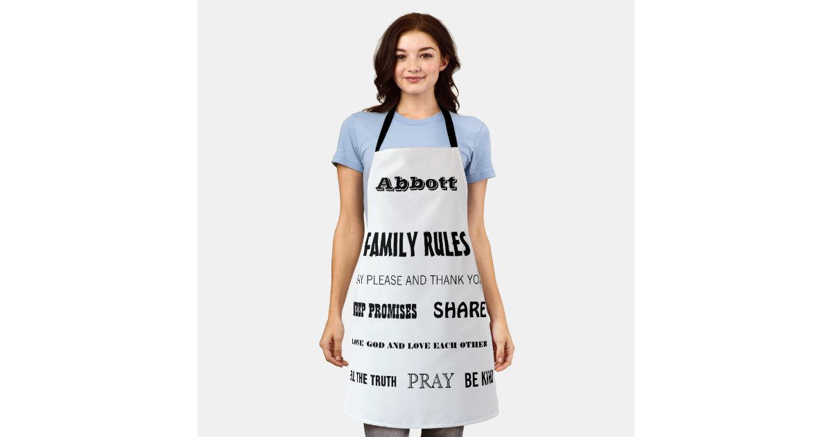 Inspirational Quote Life Family Rules Apron | Zazzle