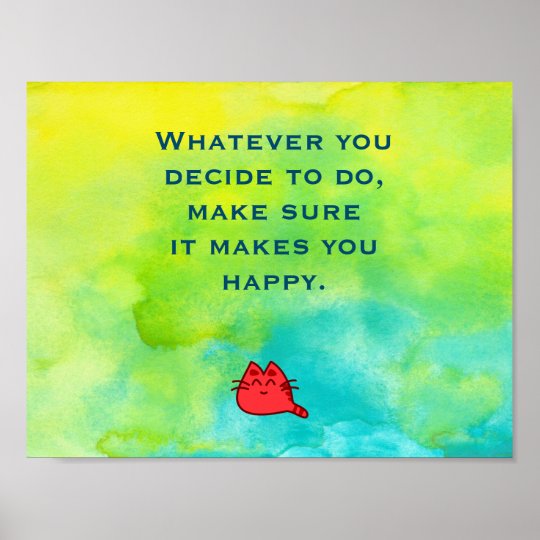 Inspirational Quote on Happiness Poster | Zazzle.com