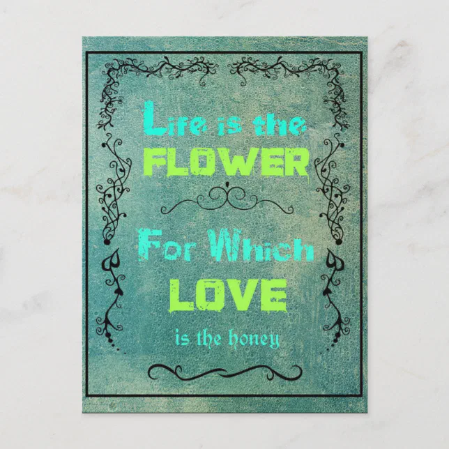 Inspirational Quote on Life and Love Postcard | Zazzle