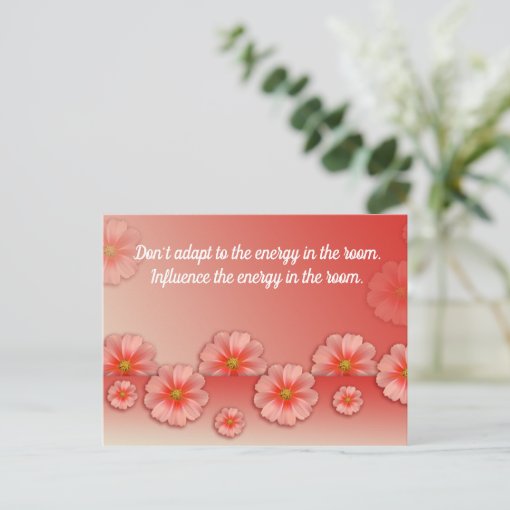 Inspirational Quote on Soft Peach & Pink Flowers Postcard | Zazzle