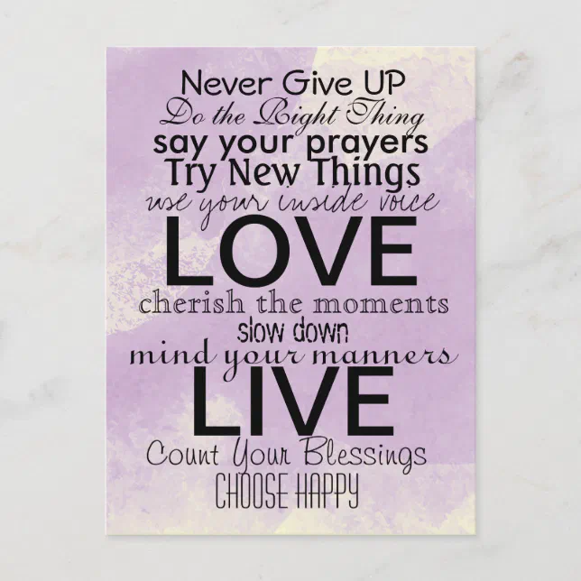 Inspirational Quotes and Sayings Postcard | Zazzle