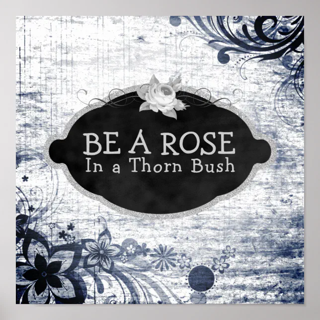 Inspirational Rose Flower Quote Vintage Look Poster | Zazzle